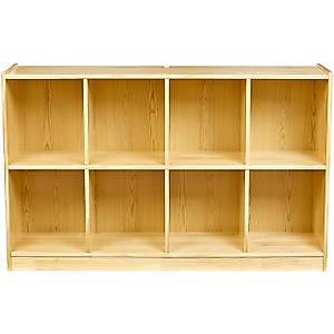Amazon Basics Backpack Storage Cubby, 8-Compartment, Pine Wood, 13" D x 30" W x 48" H