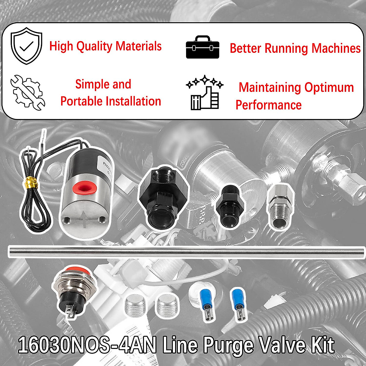 Deecaray 16030NOS-4AN Line Purge Valve Kit with Instructions，Suitable for "Purging" Nitrous Oxide（11-Piece）