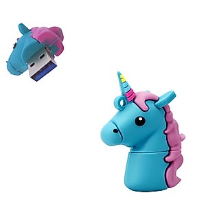 EcooDisk 128GB USB 3.0 Flash Drive Novelty Cartoon Unicorn High Speed Pen Drive Data Storage Blue