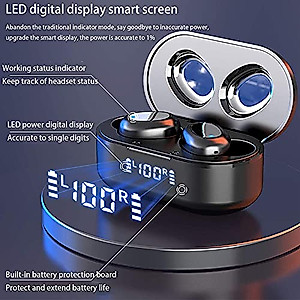 ZWYING TWS Earbuds, BT 5.0 Headphones with Mini Charging Bin, LED Battery Display, Premium Sound, Automatic Pairing, in-Ear Earphones Buit in Mic, Waterproof Sport Headsets (Black)
