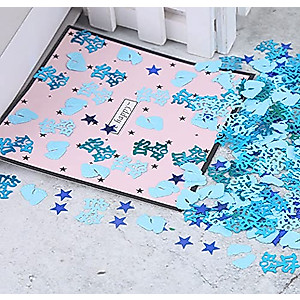Gender Reveal Party Cofnetti It's a Boy Table Sequins Blue Baby Footprint Star Table Confetti for Baby Shower Gender Reveal Party Decorations by Topfunyy, 1.6 Oz