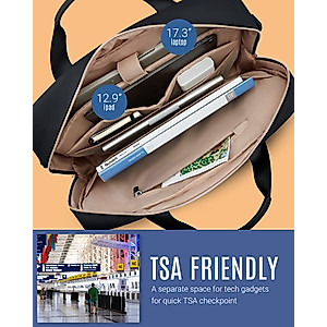 LIGHT FLIGHT 17.3 Inch Laptop Bag, Travel Business Briefcase,Water-Repellent Shoulder Messenger Bag,Large Computer Bag for Men and Women Work Office,Nylon,Black