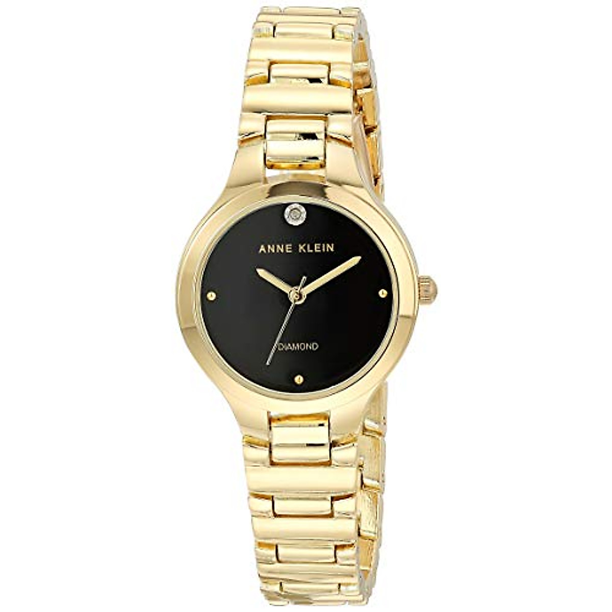 Anne Klein Women's Japanese Quartz Dress Watch with Metal Strap, Gold, 13.5 (Model: AK/3608BKGB)