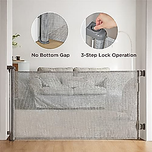 Lesure Retractable Baby Gate for Stairs - Extra Wide Dog Gate 34" Tall, Extends to 71" Wide, Pet Safety Gates for Doorways, Hallways, Indoor, Outdoor
