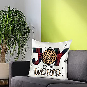 Joy to The World Decorative Throw Pillows for Couch 18x18 Winter Snowman Snowflakes Modern Cooling Silk Pillow Shams for Sofa Bedroom Car Couch Zippered Thanksgiving Gifts