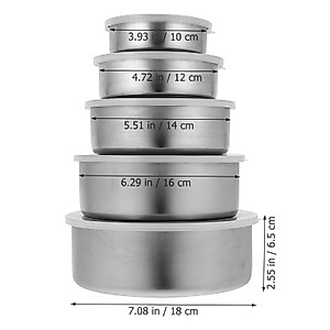 UPKOCH Snack Set Containers Pasta Containers 5pcs Box Food Prep Containers Travel Stainless Steel Bowls Home Accessories Round Crisper Sealing Bowls 5 Piece Set Lunch Box