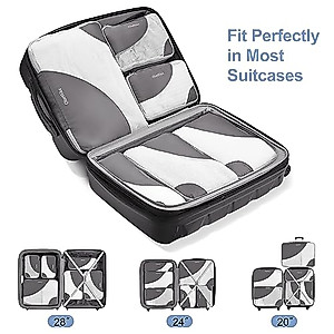 OlarHike 6 Set Packing Cubes for Travel, 4 Various Sizes(Large,Medium,Small,Slim) Luggage Organizer Bags for Travel Accessories Travel Essentials, Travel Cubes for Carry on Suitcases (Grey)