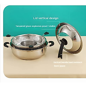 TJHamaipi Stainless Steel Rotary Lift Hot Pot, Shabu Pot, Boil Pot, Suitable for 2-6 People, 7QT Capacity, Iindependent Filter, Thickened Steel, Suitable For Gas Induction Cooker