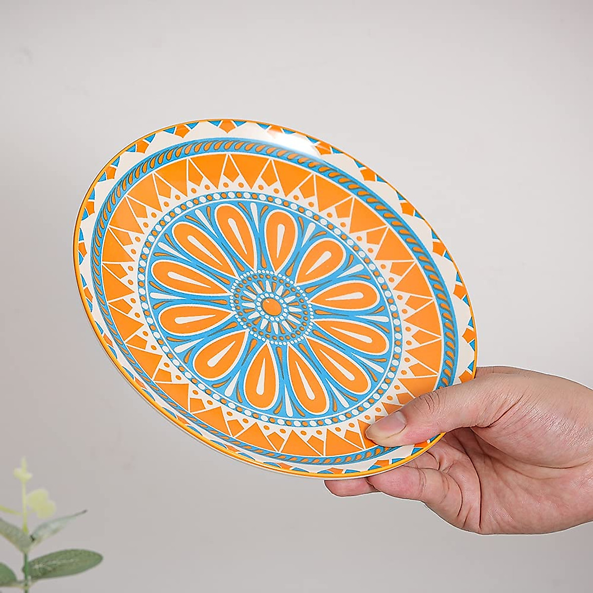 AHX Plate Set 8 Inch - Salad Plates | Dessert Appetizer Plates Colorful - Porcelain Lunch Plates - Set of 6 - Dishwasher and Microwave Safe