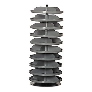 Durham 1110-95 Rotabin Gray Cold Rolled Steel 10 Revolving Shelves, 600lbs Capacity, 17" Diameter x 41-3/8" Height