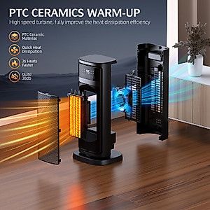 GIOFXY Indoor Space Heater, 1-12H Timer, Digital Display, 70°Oscillation, PTC Ceramic Electric Heating 1500W, Suitable for Office, Home.