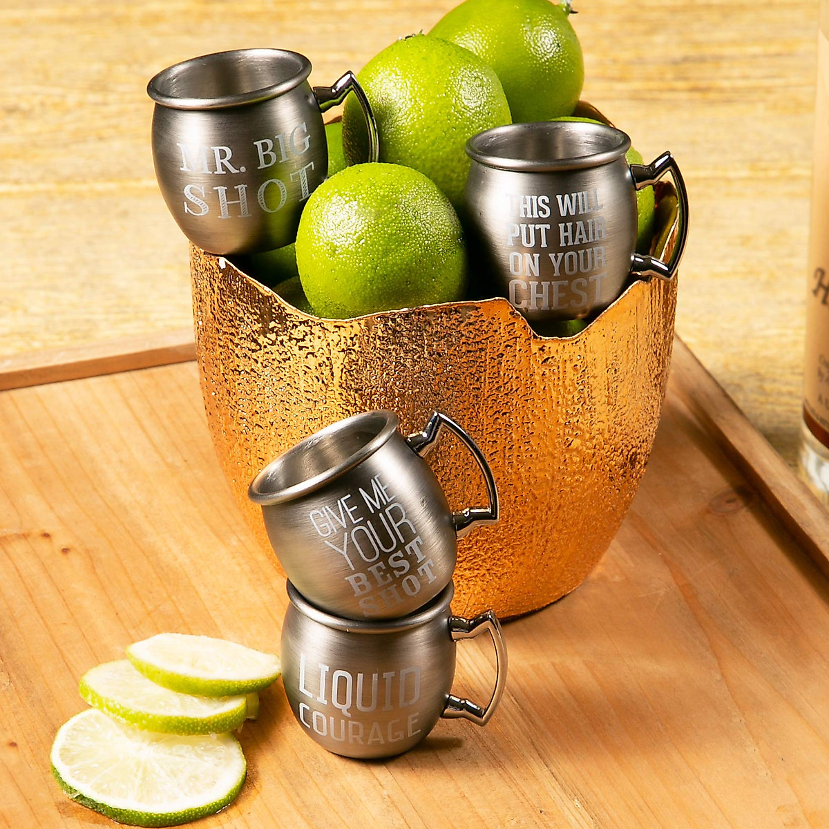 Pavilion Gift Company 2 Oz Silver Stainless Steel Moscow Mule Shot Glass Liquid Courage