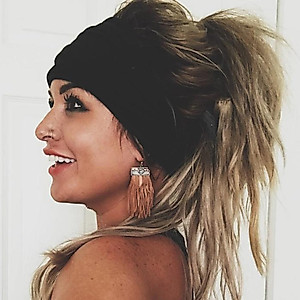 Fashband Boho Headbands Black Extra Wide Headband African Head Wraps 5 Pcs Wide Stretchy Hair Accessories for Women