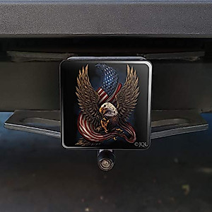 Patriotic Bald Eagle American USA Waving Flag Tow Trailer Hitch Cover Plug Insert