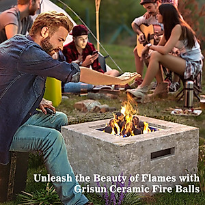 GRISUN Ceramic Fire Balls, 3 Inch Set of 15 Round Fire Stones for Indoor and Outdoor Fire Pits, Black Fireplace Rocks for Indoor Gas Fireplace, Fire Spheres, Ceramic Fire Pit Balls