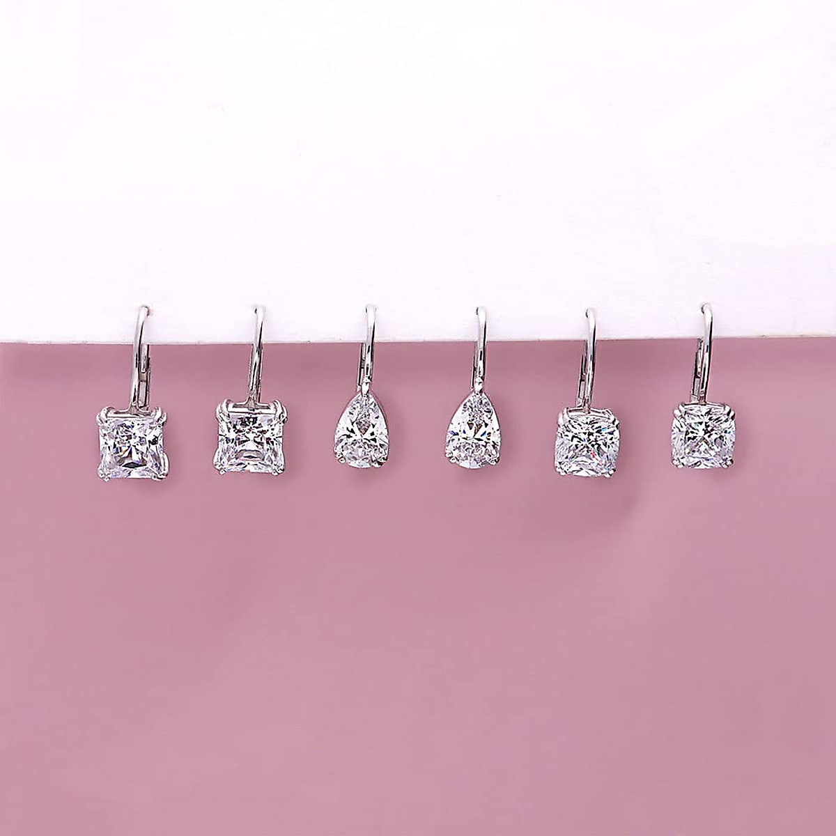 BERRICLE Sterling Silver Cubic Zirconia CZ Fashion Leverback Dangle Drop Earrings for Women, Rhodium Plated