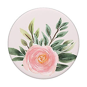 Blush Pink Peony Cute Peach Floral Peonies Bloom with Leaves PopSockets PopGrip: Swappable Grip for Phones & Tablets