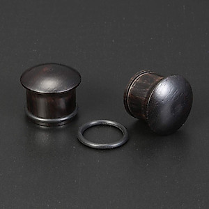 ZS Black Wood Tunnel Gauges Stretcher Expander Brown Ear Gauges Plugged Ears Wood Plugs Ear Stretching Kit Ear Plugs Tunnel Sandalwood (Black Plug-8mm)