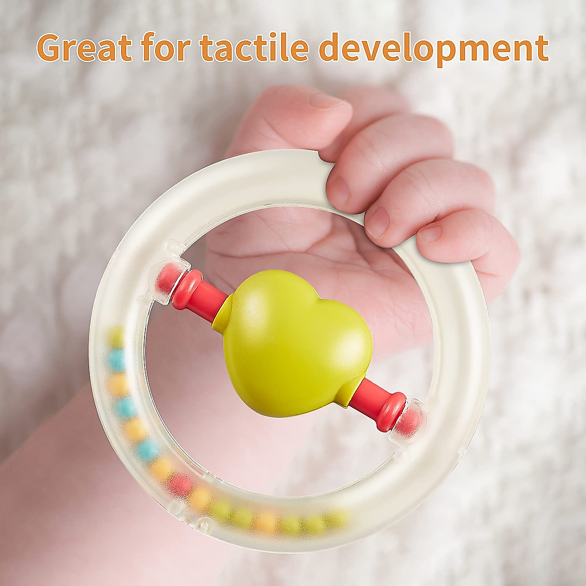 Bu-buildup 9 pcs Baby Rattle Teething Toys, Baby Rattles Toys, Infant Shaker with Storage Box, Grab and Spin Rattles for Newborn Girl Boy, Odorless Infant Toys for Babies 0-6-12 Months