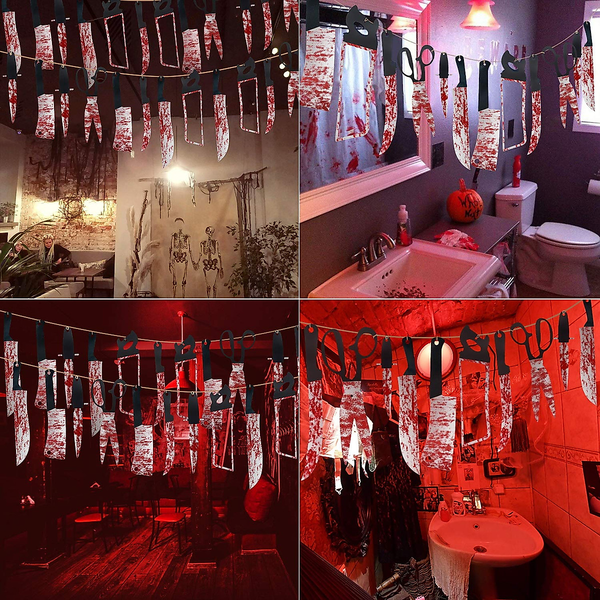 Bloody Weapons Garland Banner - Halloween Zombie Vampire Party Decorations Supplies