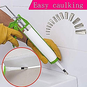 Caulking Nozzle Applicator,14 PCS Caulking Nozzle Stainless Steel Sealant Kit Perfect Caulking Finishing Nozzle Applicator Reusable Filling Operation Tool for Kitchen and Bathroom