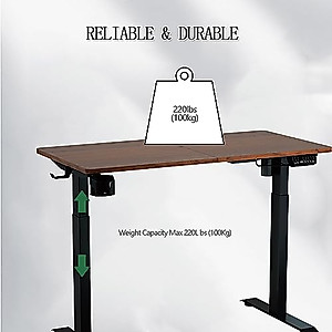 Electric Standing Desk/Standing Desk 47×24" Height Adjustable Desk/Home Office Stand Up Desk with Memory Preset Controller/ Single Motor Electric Height Adjustable Desk/Black and Rustic Brown(1 motor
