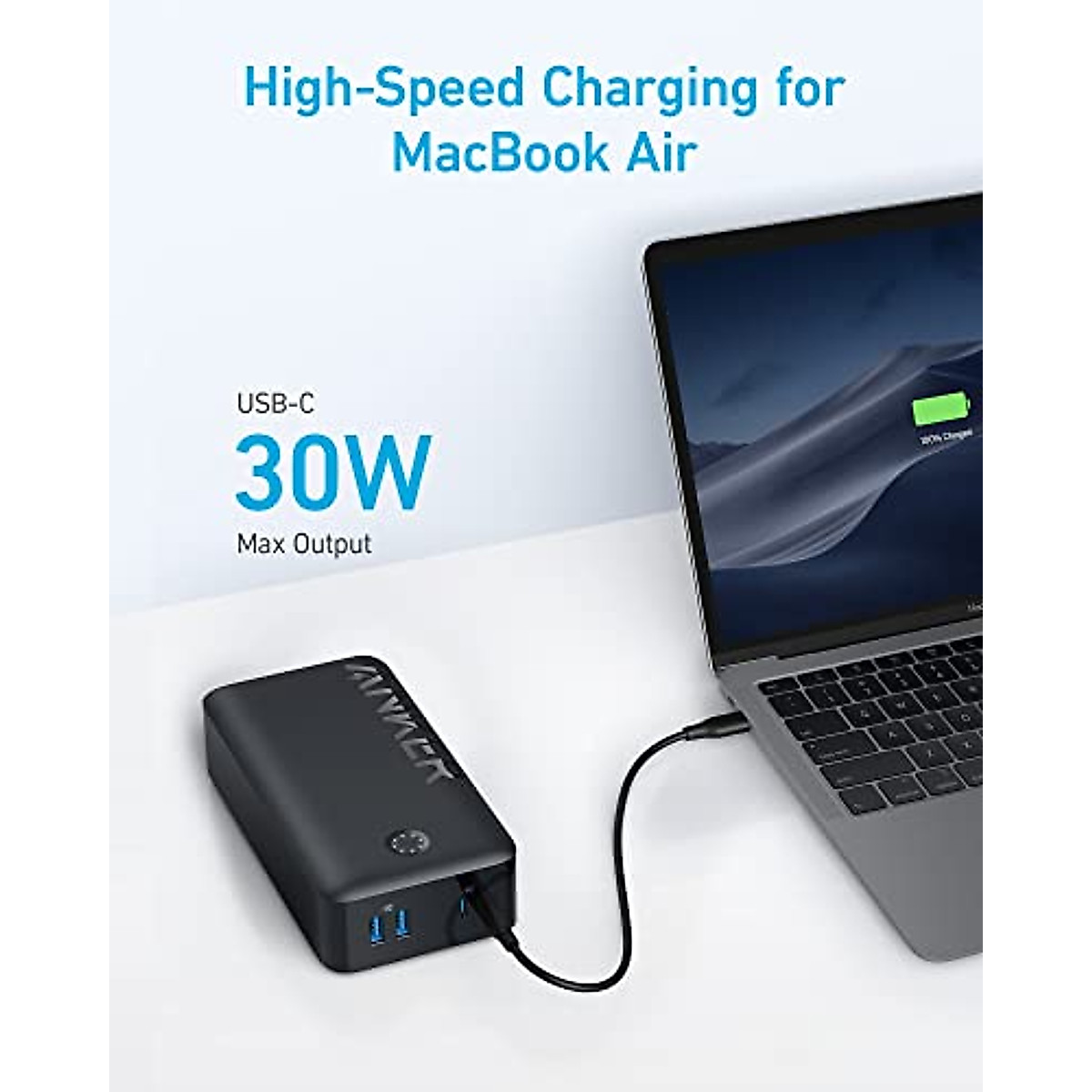 Anker Portable Charger, 347 Power Bank (PowerCore 40K), 40,000mAh 30W Battery Pack with USB-C High-Speed Charging, for MacBook, iPhone, Samsung Galaxy, iPad, and More