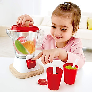 Hape Smoothie Blender | Multicolor Kitchen Smoothie Machine Play Set Complete with Cups & Straws