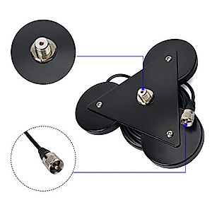 UAYESOK Heavy Duty Magnetic Antenna Mount 8.8inch, SO239 30KG Suction Triangle Vehicel Mobile Antenna Magnet Base W/5M(16.4ft) RG58 Coaxial Cable
