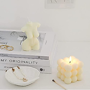 Bubble Cube + Human Body Candle Women Body Candle Body Shape Beautiful Art Candle Decoration for Wedding Decorative Candle for Bedroom Bathroom Decorations Hand Poured Scented Candle (Bubble + Body)