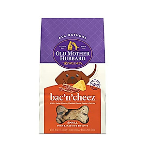 Old Mother Hubbard by Wellness Classic Bac'N'Cheez Natural Dog Treats, Crunchy Oven-Baked Biscuits, Ideal for Training, Small Size, 20 ounce bag