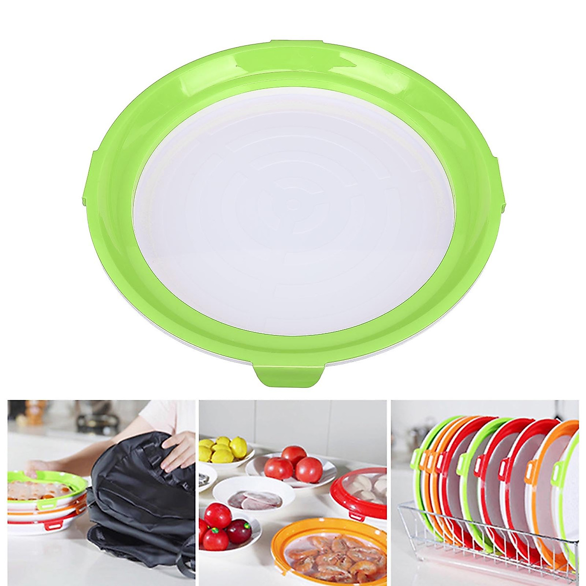Food Preservation Tray, Stacking Food Storage Trays, Food Plastic Preservation Tray, Round Reusable Food Preserving Tray, Food Storage Containers for Food Preservation(Green)
