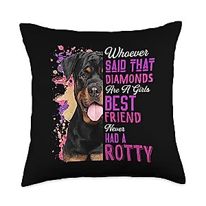 Lush Dog Gifts For Women Rottweilers are A Girls Best Friend Dog Mama Rotty Lover Mom Throw Pillow, 18x18, Multicolor