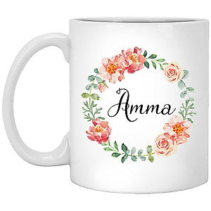 Amma Mug - Best Amma Coffee Cup - Amma Gift For Mother's Day - Amma Watercolor Flower Coffee Mug - Mother's Day Gift Idea For Amma - Amma Coffee Mug 11oz