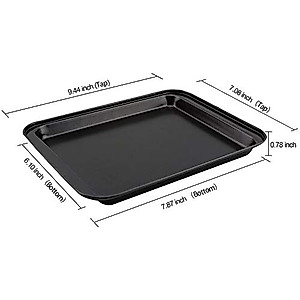 EALEK Small Baking Sheet 2 Pack 9.5 x 7 Inch, FDA Nonstick Toaster Oven Tray, Dark Grey, Small Cookie Sheet for 1 or 2 Person