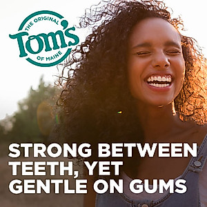 Tom's of Maine Naturally Waxed Antiplaque Flat Dental Floss, Spearmint, 32 Yards 6-Pack (Packaging May Vary)