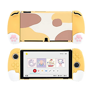 GeekShare Cute Ergonomic Protective Case Compatible with Nintendo Switch OLED Console and Joy-Con, Shock-Absorption and Anti-Scratch Slim Cover Case for Switch OLED Model- Yellow