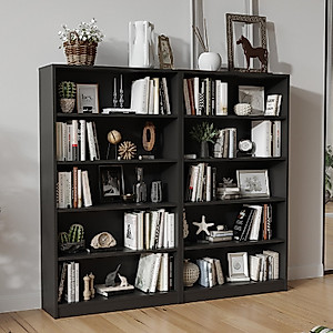 Farini 5-Shelf Bookshelf,Free Standing Bookcase for Home Office,Black