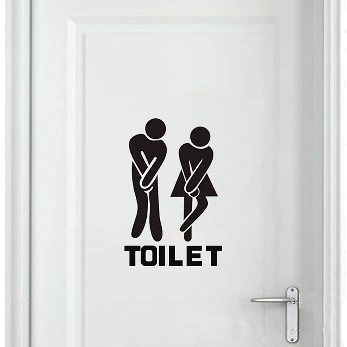 DIY Removable Man Woman Washroom Toilet Bathroom WC Sign, OYEFLY Door Accessories Wall Sticker Home Decor for Kids Living Room Home Decoration (Black)