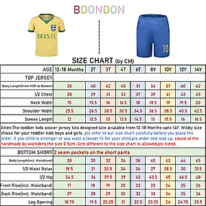 BDONDON Soccer Jerseys for Kids Brasil Soccer Clothes for Boys & Girls Football Training 3-4T Brazil Soccer Outfit (Brazil,4T)