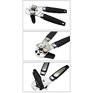 Chirano Can Opener, 3-in-1 Manual Can Openers, Jar Opener and Bottle Opener in One (Black and Silver)
