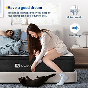 Avenco King Mattress, 10 Inch Innerspring Hybrid Mattress with Gel Memory Foam and Pocket Springs King Size Mattress for Motion Isolation, Pressure Relief & Supportive, CertiPUR-US Certified