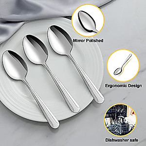 BEWOS 24 Pieces Dinner Spoons Set, 8-Inch Spoons Silverware, Stainless Steel Spoons, Silverware Spoons, Mirror Polished Tablespoons, Dishwasher Safe, Silver Spoons For Home, Kitchen or Restaurant
