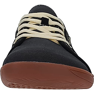 WHITIN Men's Extra Wide fit Casual Barefoot Sneakers Canvas Zero Drop Sole Size 12W Minimus Minimalist Laces Up Tennis Shoes Fashion Walking Lightweight Comfortable Black Gum 45