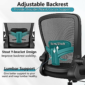 Office Chair, FelixKing Ergonomic Desk Chair Breathable Mesh Chair with Adjustable High Back Lumbar Support Flip-up Armrests, Executive Rolling Swivel Comfy Task Computer Chair for Home Office (Black)