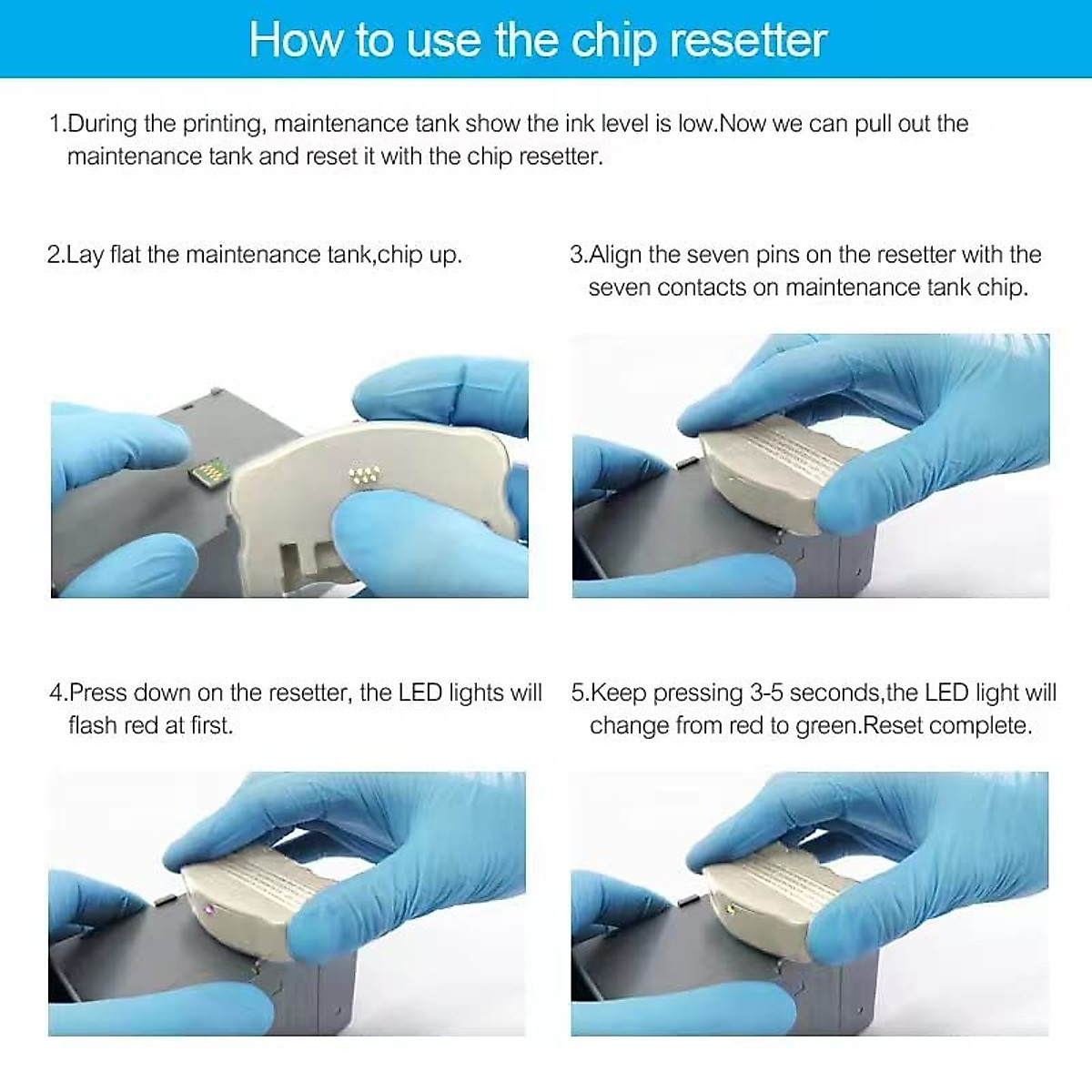 T6710 Maintenance Ink Tank Chip Resetter for Epson Workforce Pro WF-5190 WF-5690 WF-4630 WF-5110 WP-4010 WF-7710 WF-7720, white