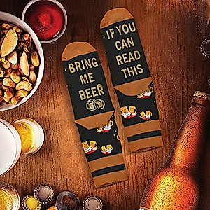 AGRIMONY Funny Socks for Men and Women Boys Teens- If You Can Read This Bring Me Novelty Crew Socks - Funky Cotton Crazy Colorful Socks-Valentines Day Christmas Gift