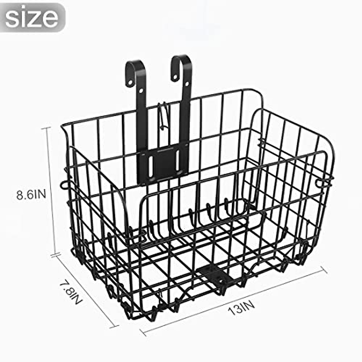 Hamiledyi Folding Bike Basket,Lift-Off Front Bike Basket with Handles Easy Installation Rear Cargo Rack - Rust Proof Bicycle Bag for Mountain Bike Accessories