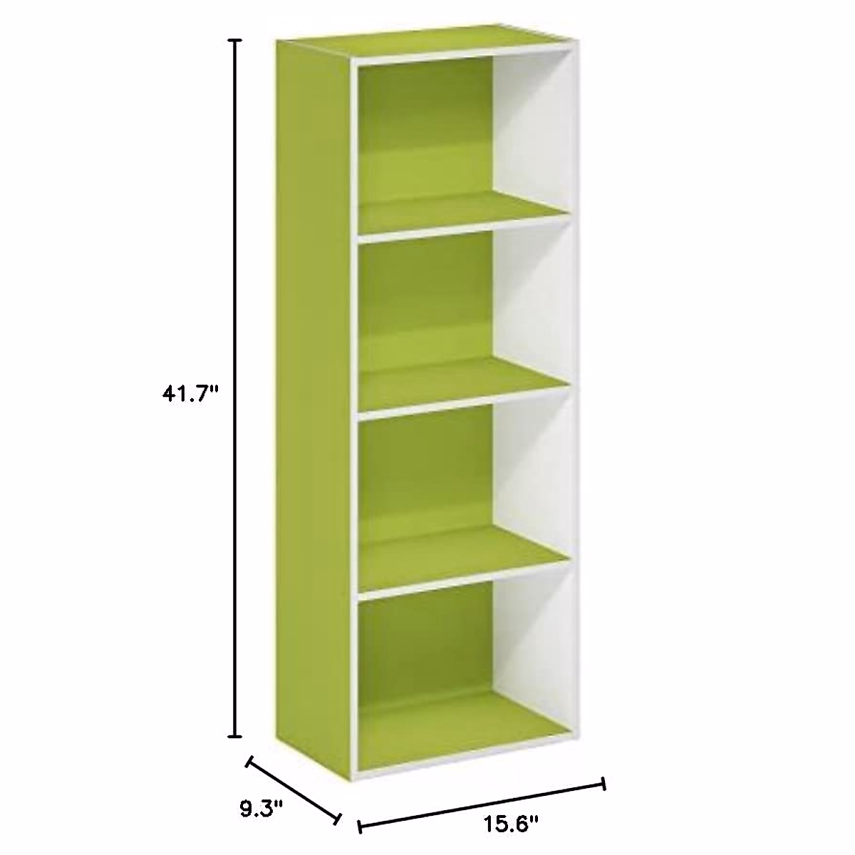 Furinno Luder Bookcase / Book / Storage, 4-Tier, Green/White