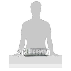 Megachef Chef Single Level Dish Rack with 14 Plate Positioners and A Detachable Utensil Holder, White DR-102 Silver